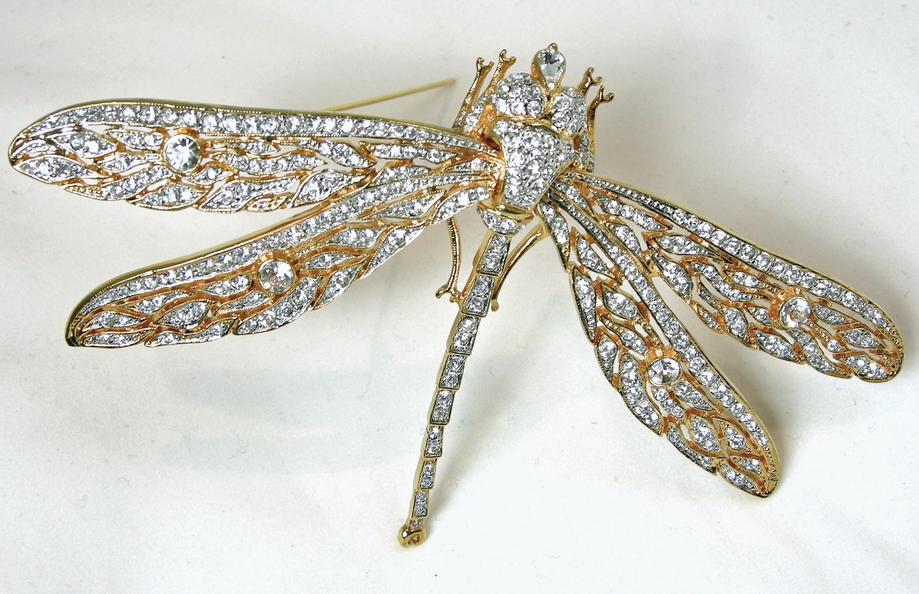 Large 5 “ Signed Kenneth Jay Lane Crystal Dragonfly Brooch at 1stDibs ...