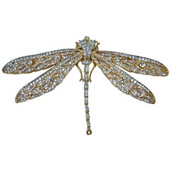 Large 5 “ Signed Kenneth Jay Lane Crystal Dragonfly Brooch at 1stDibs ...
