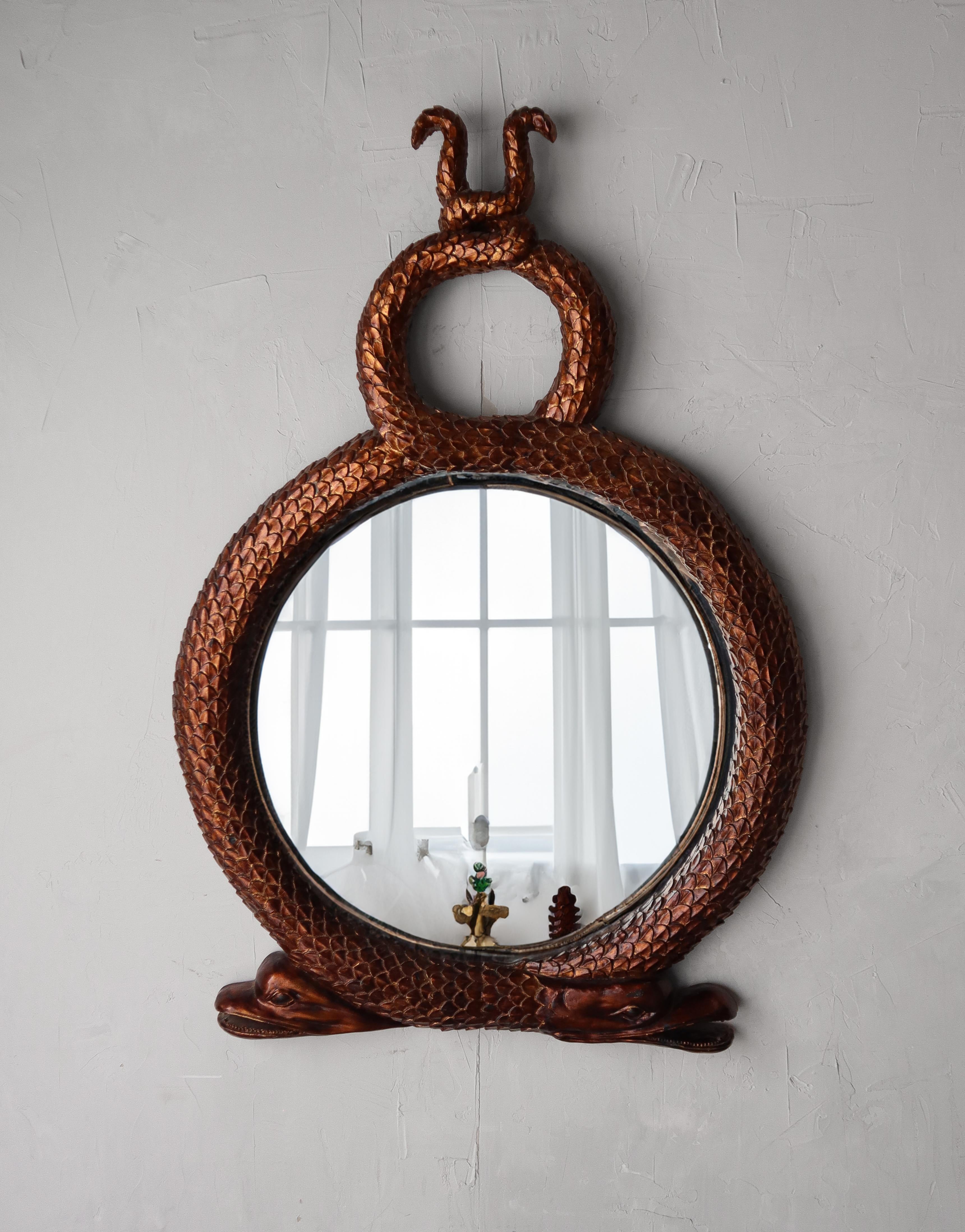 Large 54" Serpent Snake Wall Mirror For Sale at 1stDibs