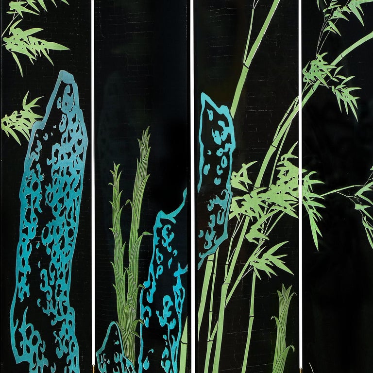 Large 6 Panel Artisan Chinese Screen Sold Through Karl Springer, 1980s ...