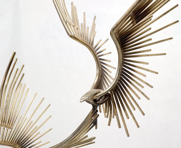 Large Flying Birds Group Metal Sculpture Pyramid Shape Base Curtis Jere ...