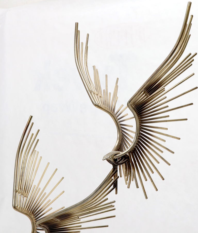 Large Flying Birds Group Metal Sculpture Pyramid Shape Base Curtis Jere ...