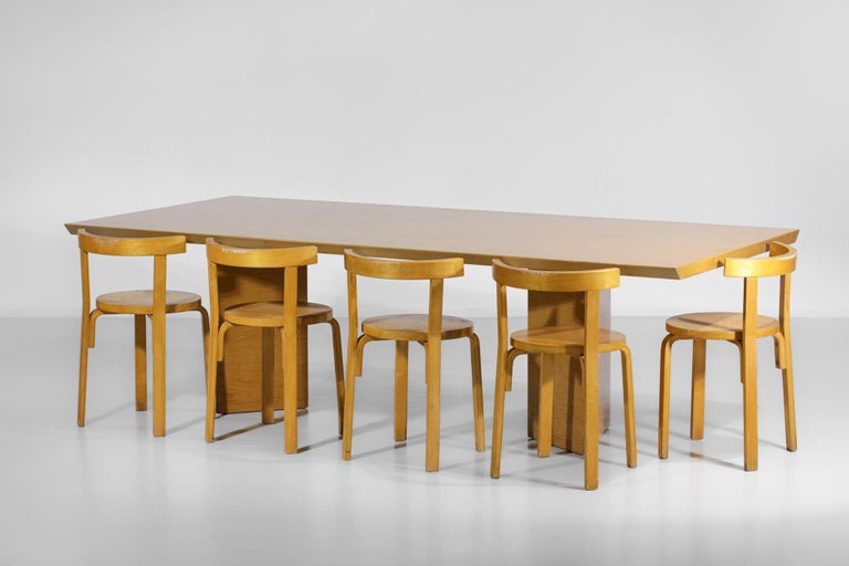 Large 70's Italian Dining Table in Saporiti Style Burr Wood Vintage ...