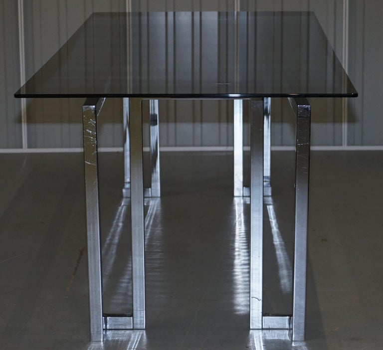 Large 8-10 Person Mid-Century Modern Pieff Mandarin Chrome Glass Dining ...