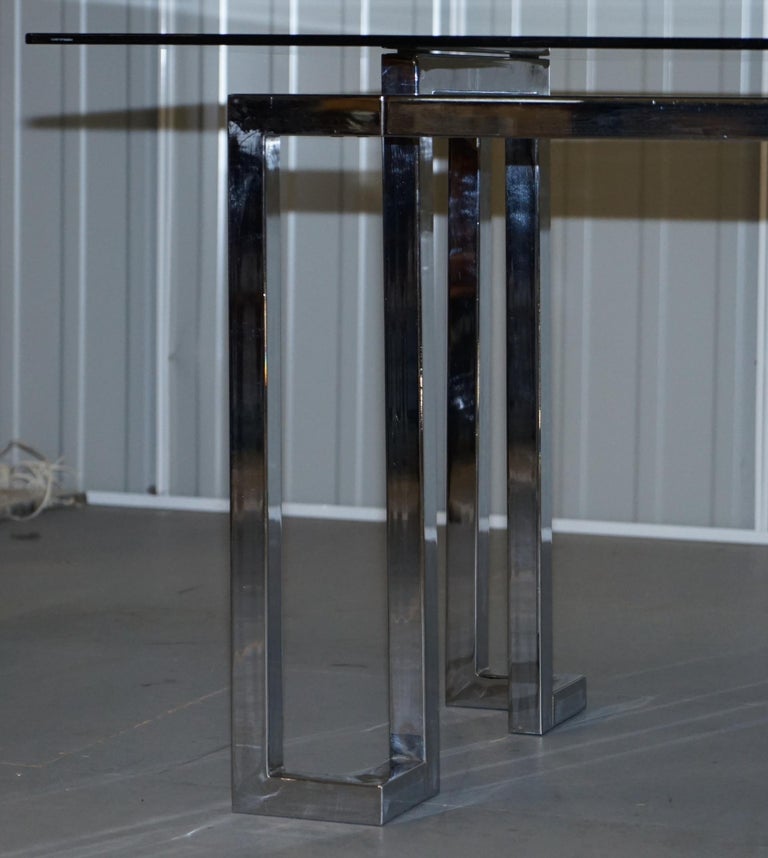 Large 8-10 Person Mid-Century Modern Pieff Mandarin Chrome Glass Dining ...