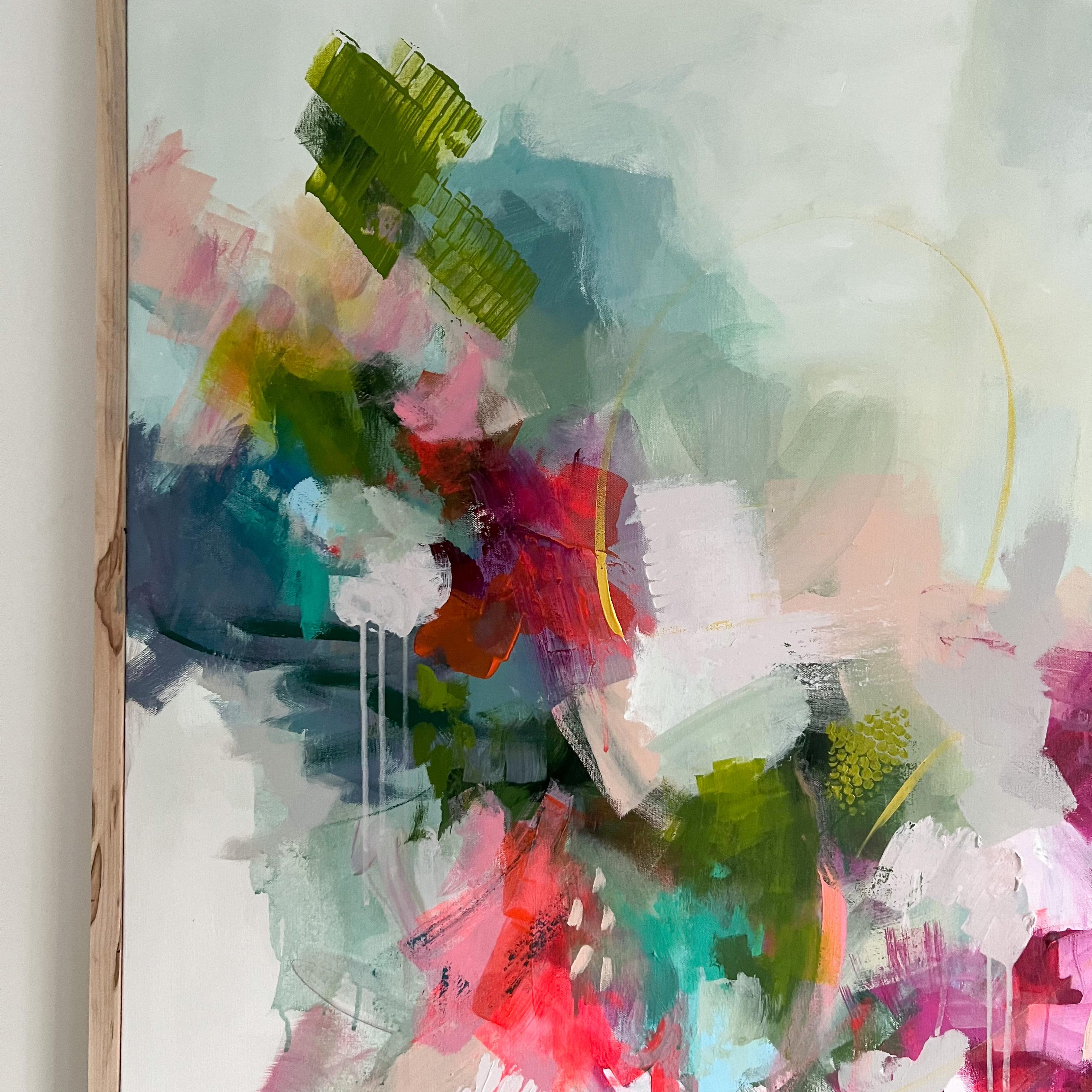 Large Abstract Art / Painting with Maple Frame, Acrylics on Canvas For ...