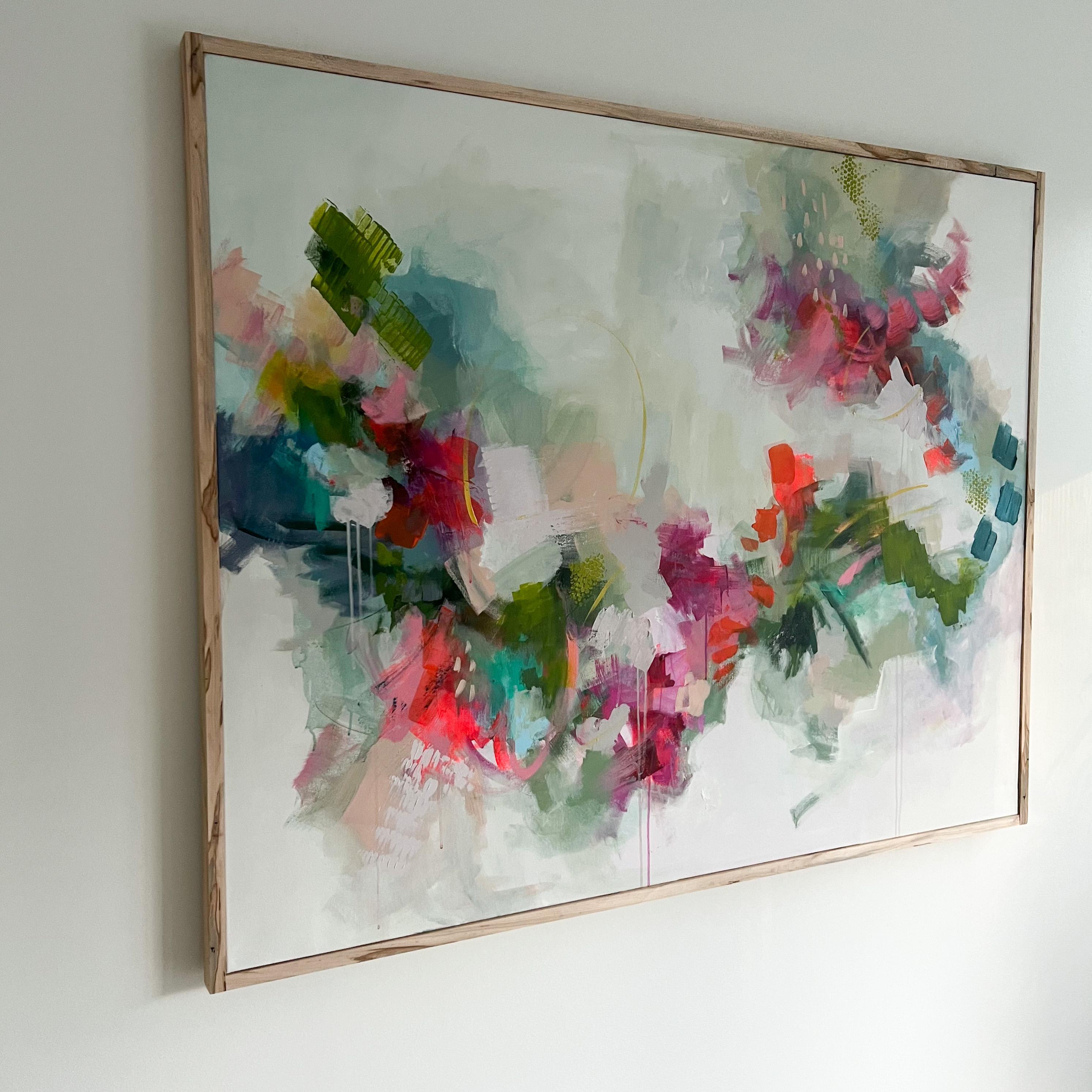 Large Abstract Art / Painting with Maple Frame, Acrylics on Canvas For ...