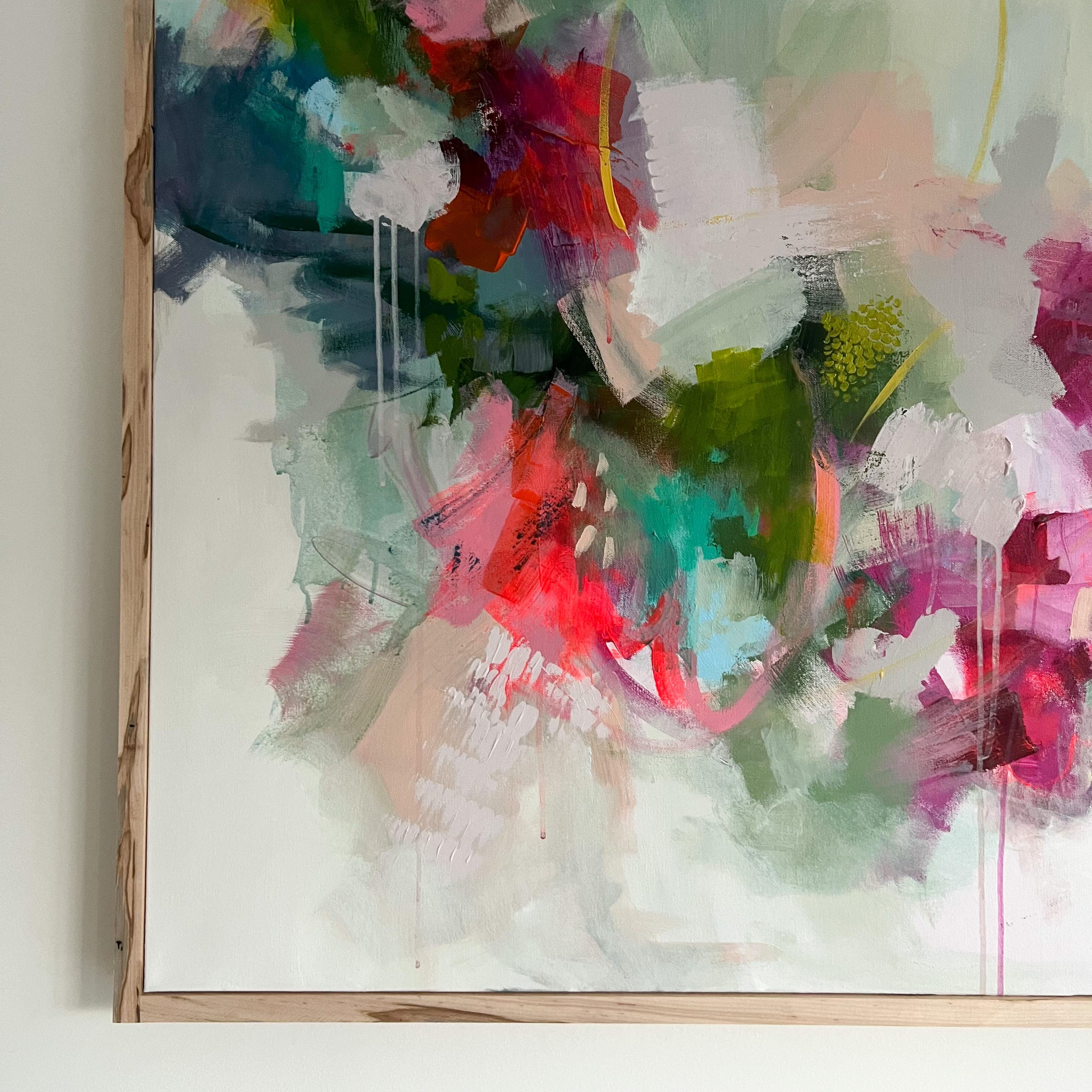 Large Abstract Art / Painting with Maple Frame, Acrylics on Canvas For ...