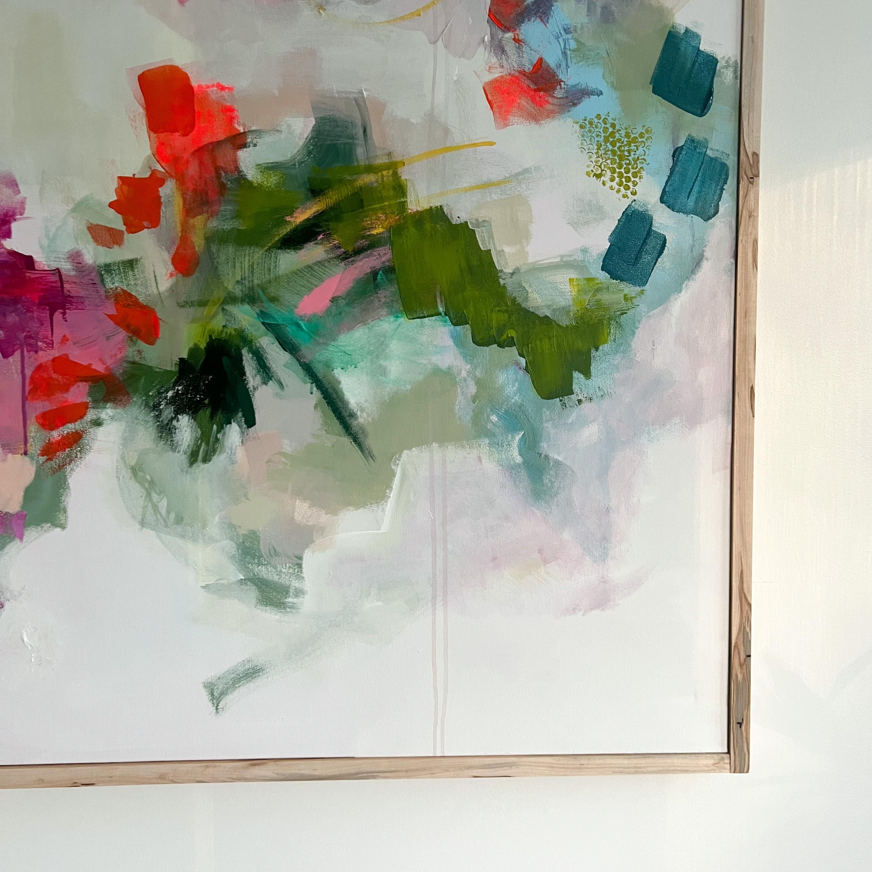 Large Abstract Art / Painting with Maple Frame, Acrylics on Canvas For ...