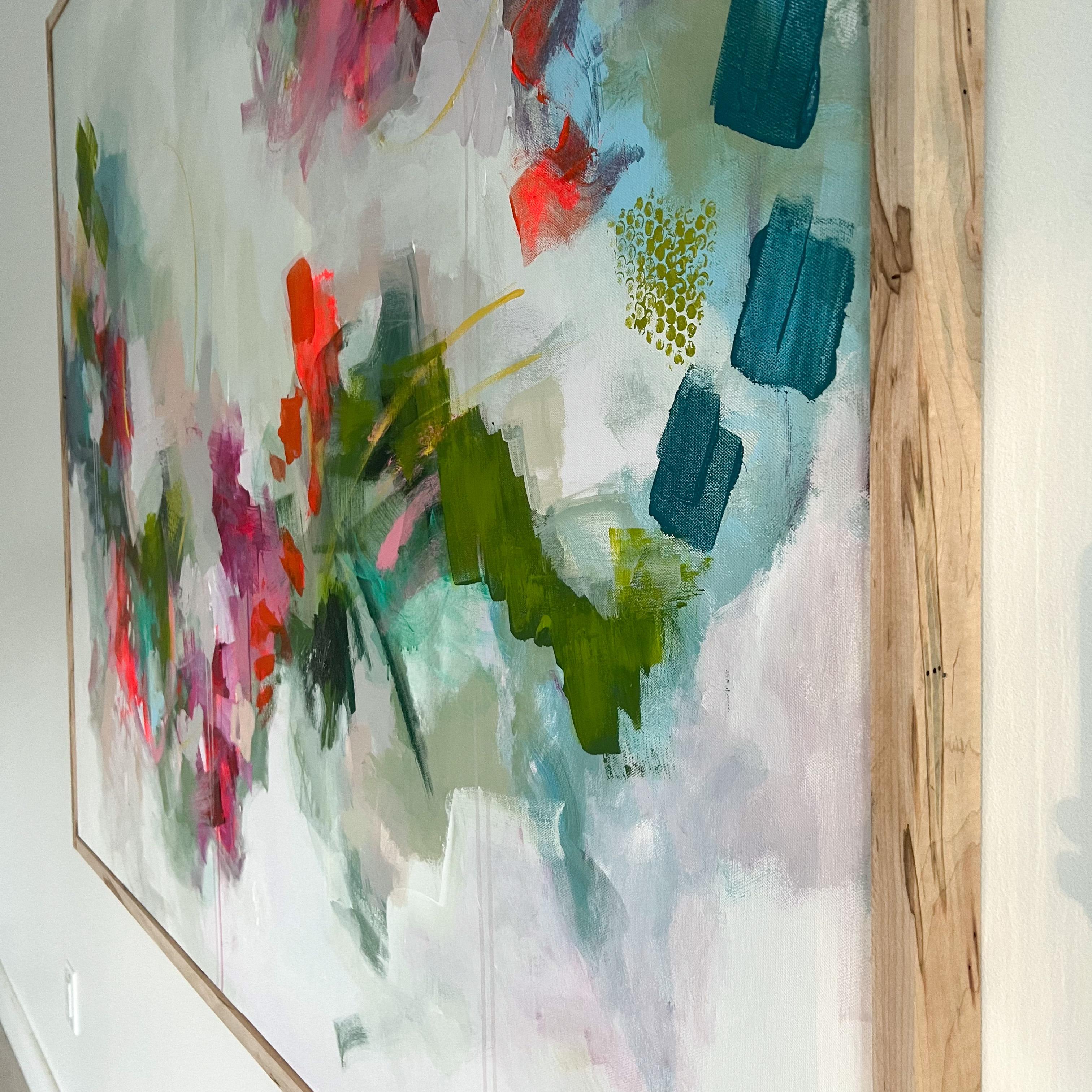 Large Abstract Art / Painting with Maple Frame, Acrylics on Canvas For ...