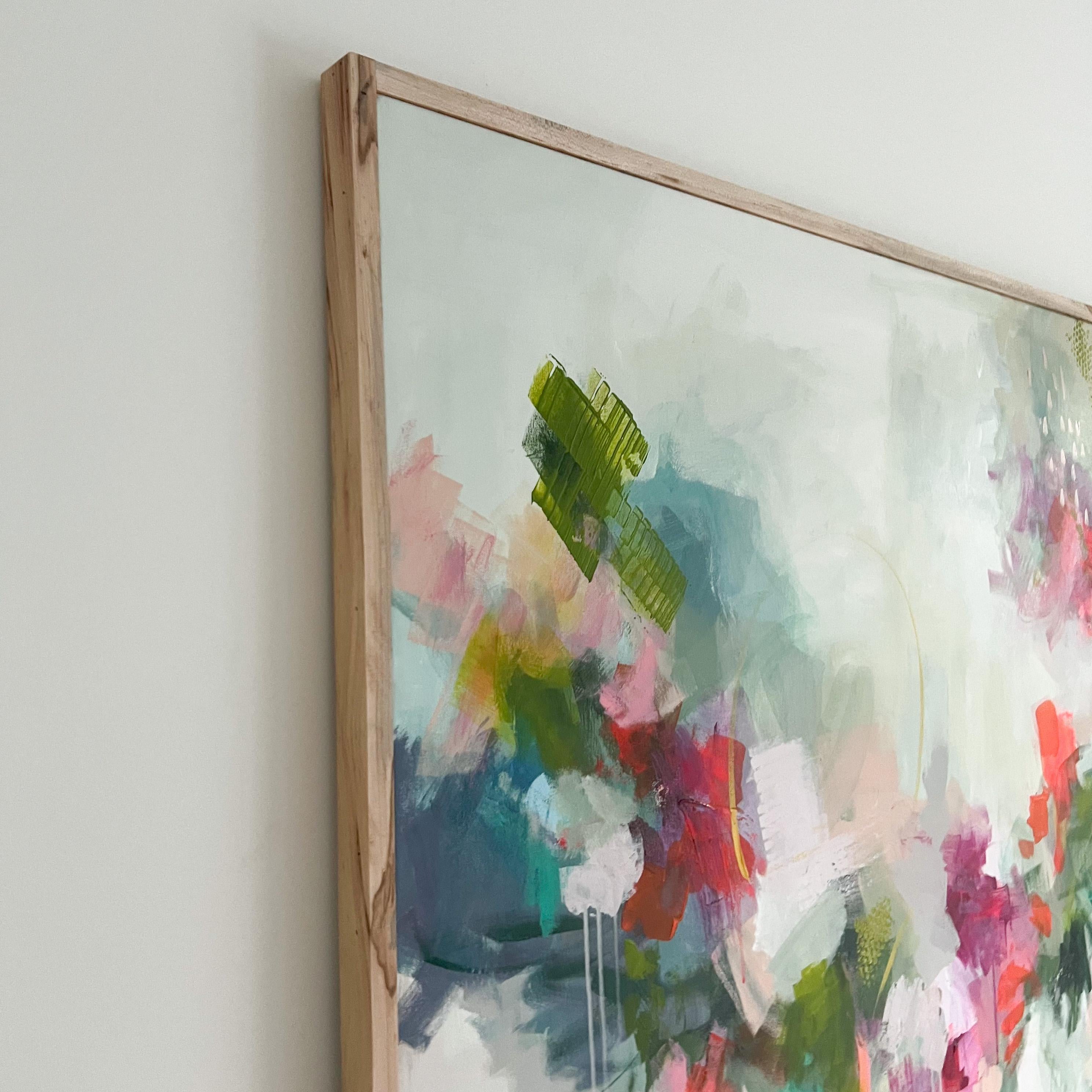 Large Abstract Art / Painting with Maple Frame, Acrylics on Canvas For ...