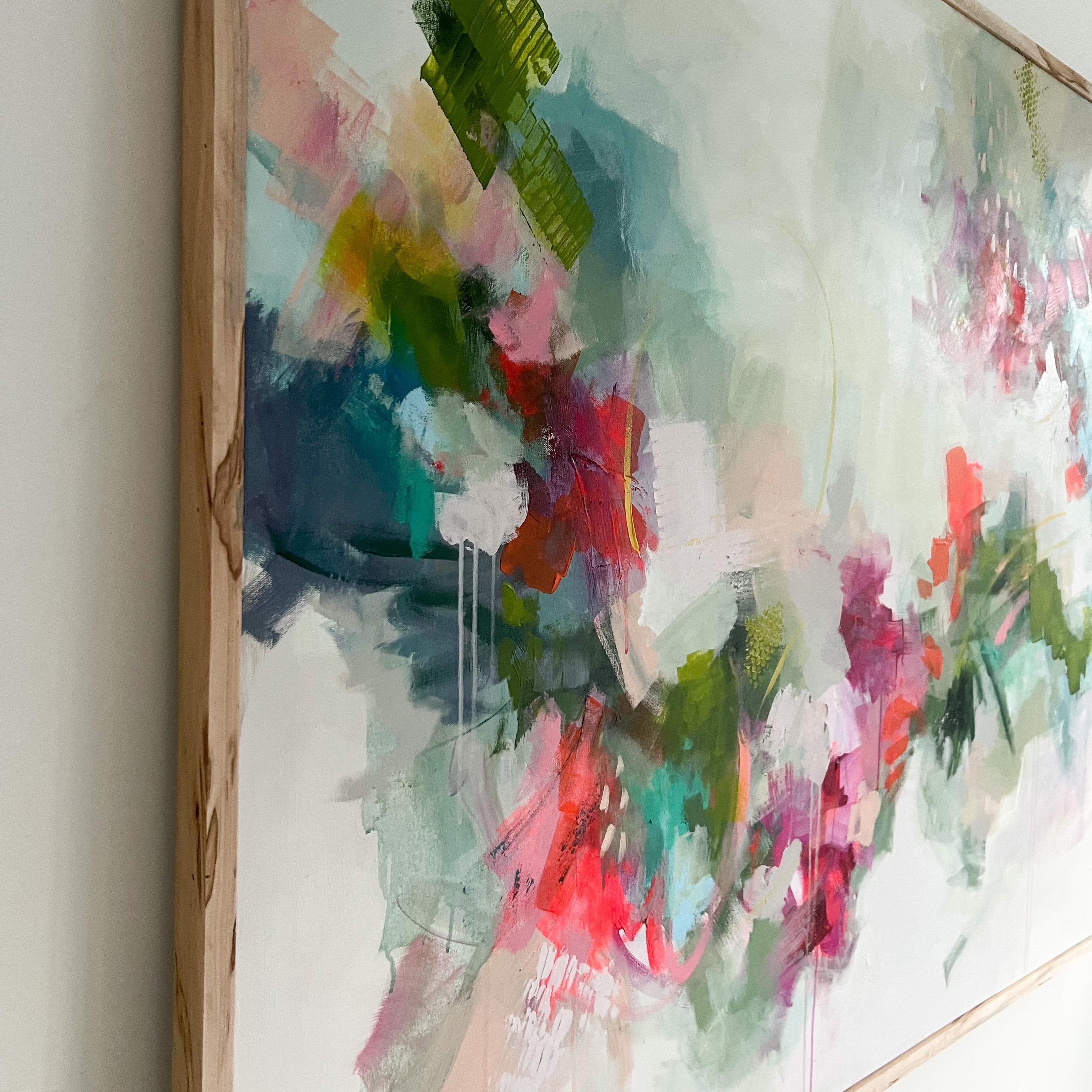 Large Abstract Art / Painting with Maple Frame, Acrylics on Canvas For ...