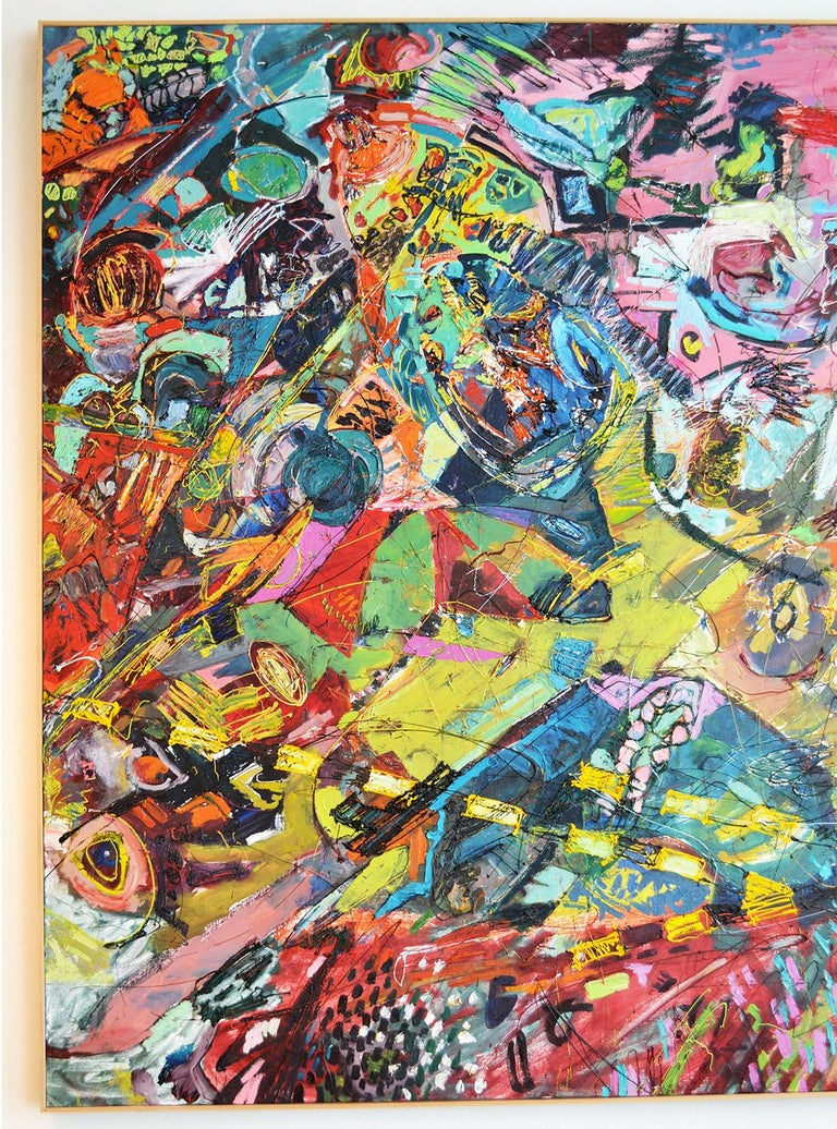 Large Abstract Expressionist Oil on Canvas by Chuck Dugan, (1947-2007 ...