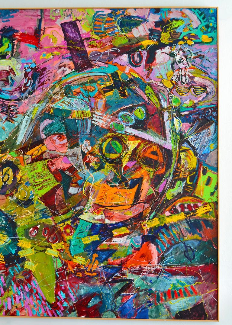 Large Abstract Expressionist Oil on Canvas by Chuck Dugan, (1947-2007 ...