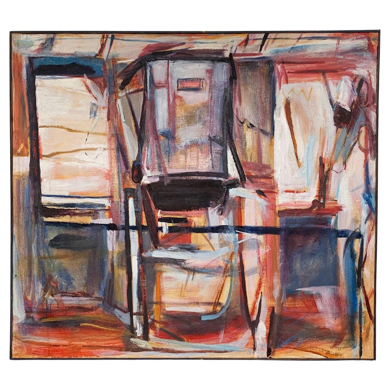 Large Abstract Expressionist Painting Signed D.A. Walker, D. 1959 For ...