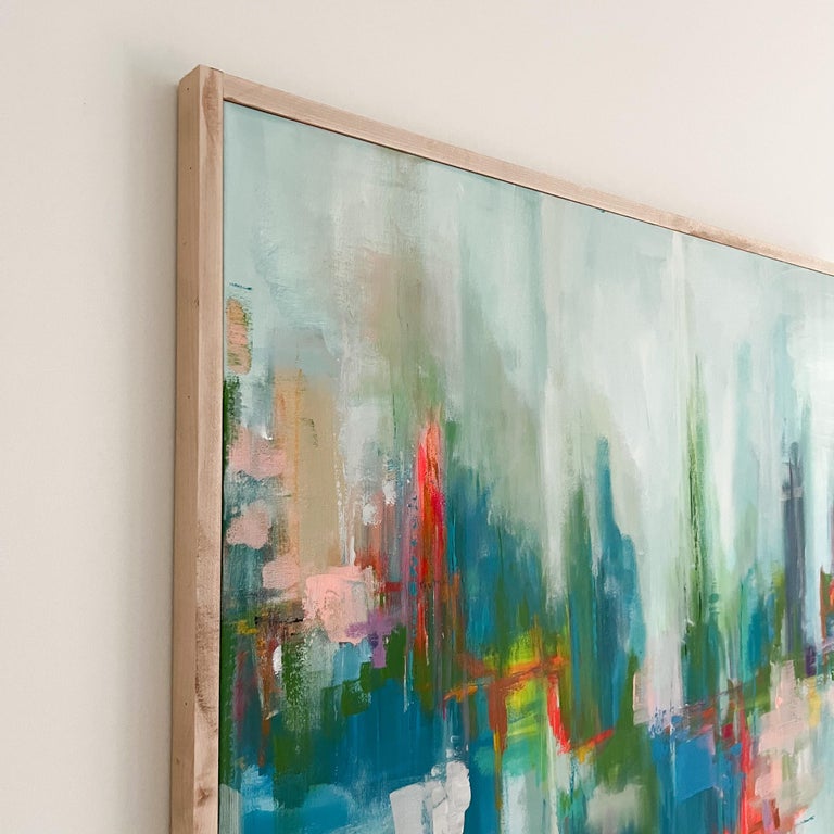 Large Abstract Modern Art on Canvas with Maple Frame, Cityscape Style ...