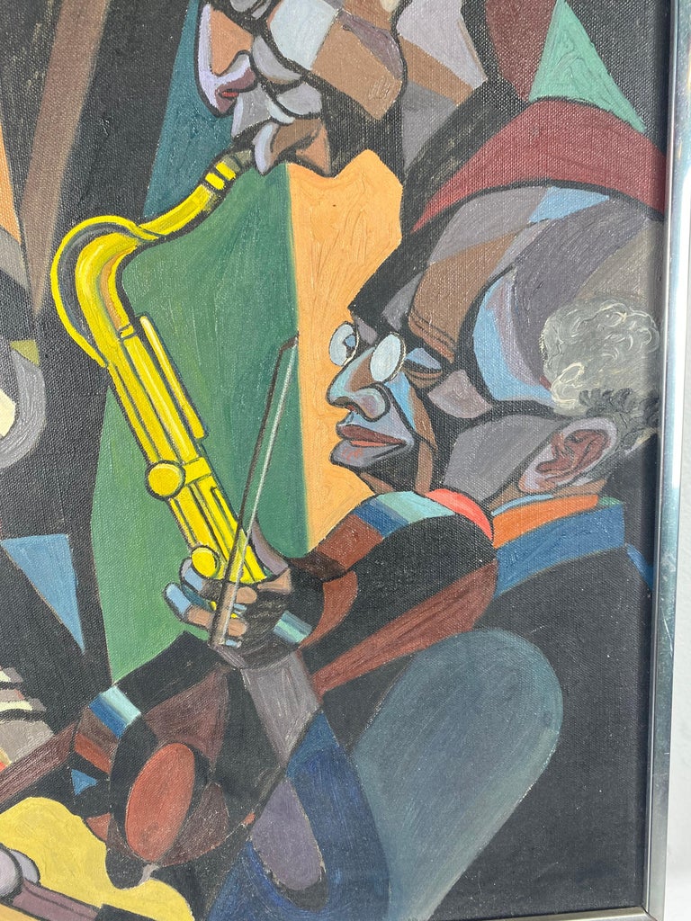 Large Abstract Modernist Cubist Jazz Painting, Oil on Canvas by William ...