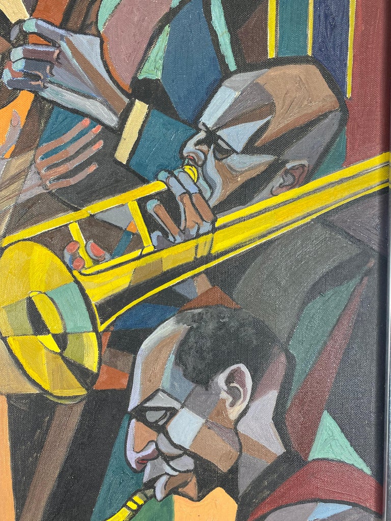 Large Abstract Modernist Cubist Jazz Painting, Oil on Canvas by William ...