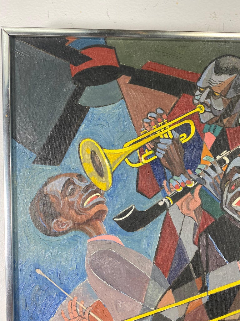 Large Abstract Modernist Cubist Jazz Painting, Oil on Canvas by William ...