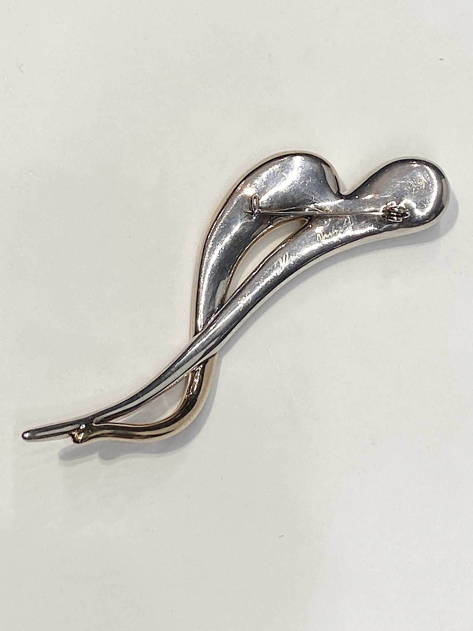 Large Abstract Modernist Sterling and Gold Brooch For Sale at 1stDibs