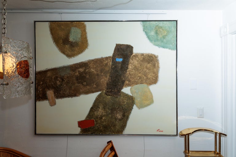 Large Abstract Painting, Signed Ferro For Sale at 1stDibs