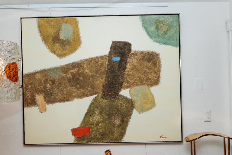 Large Abstract Painting, Signed Ferro For Sale at 1stDibs