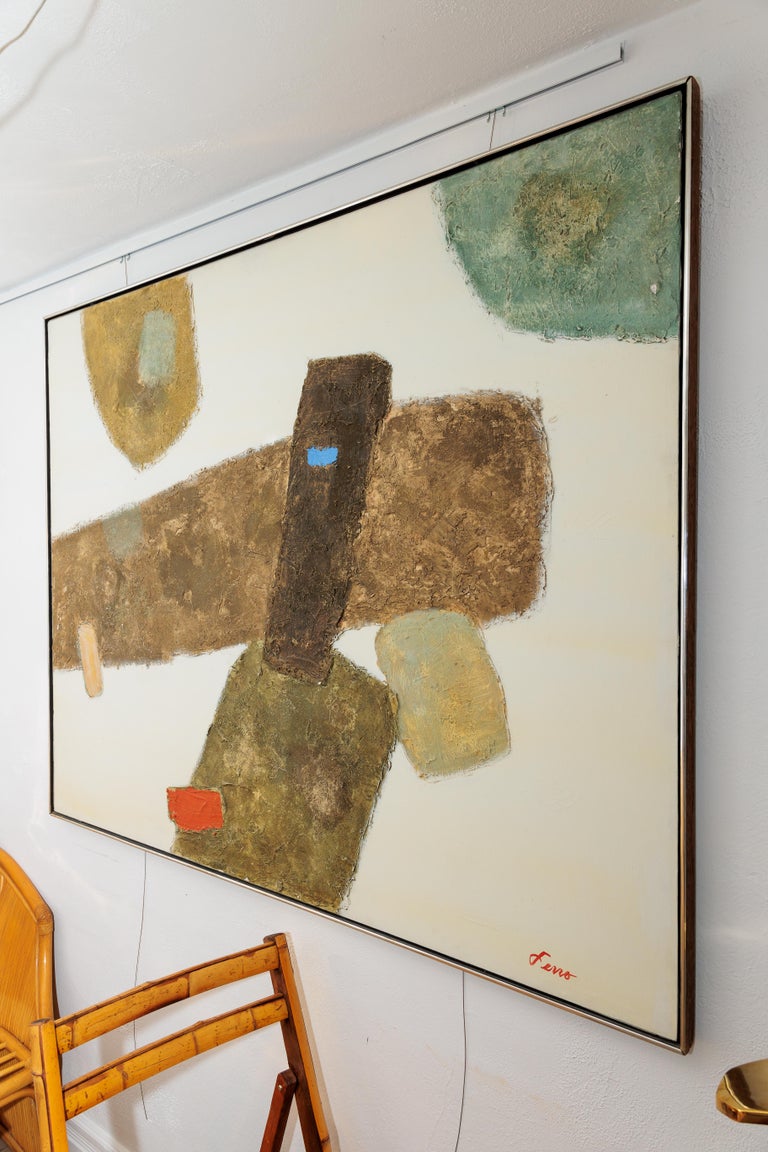 Large Abstract Painting, Signed Ferro For Sale at 1stDibs