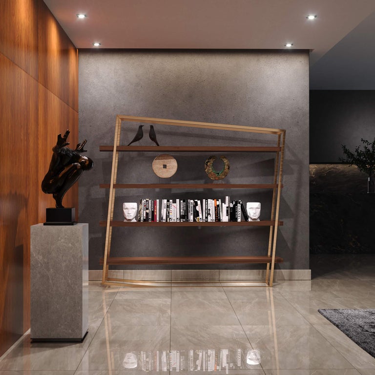 Large Accent Bookcase with Shelves in High-Gloss and Matte Black ...