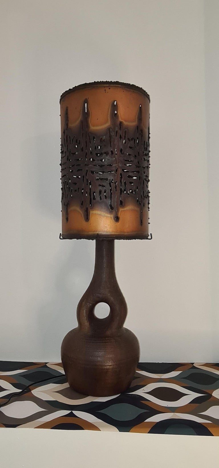 Large Accolay Lamp with Perforated Copper Lampshade For Sale at 1stDibs