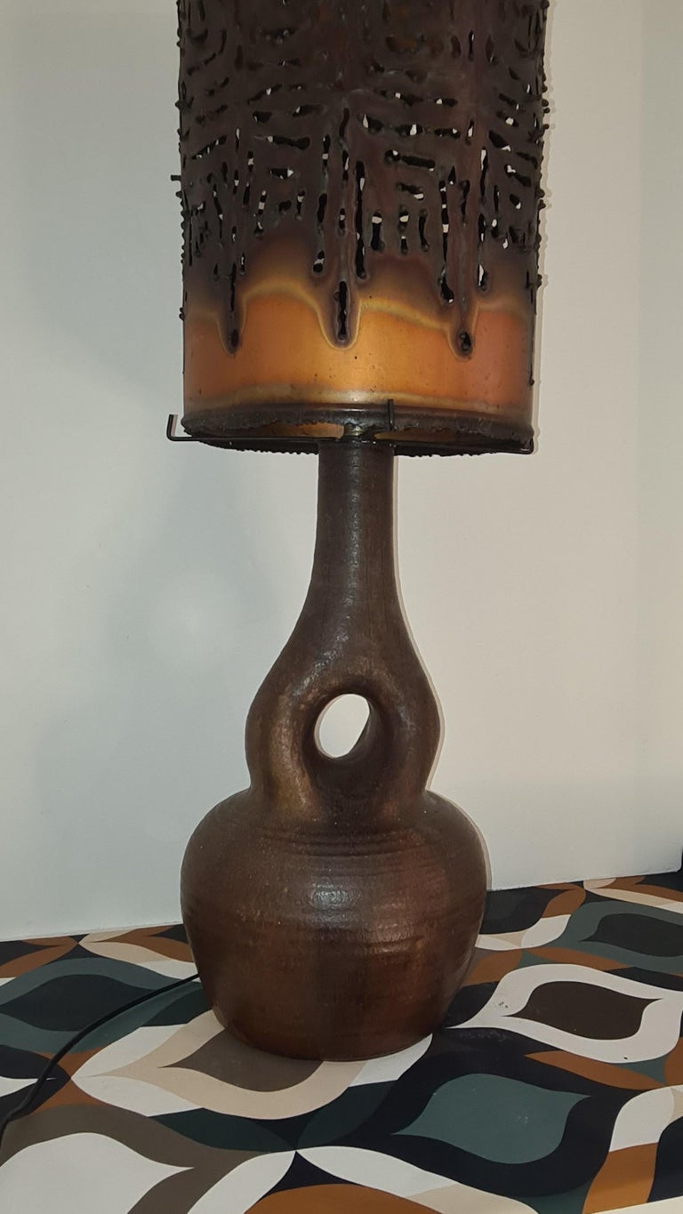 Large Accolay Lamp with Perforated Copper Lampshade For Sale at 1stDibs