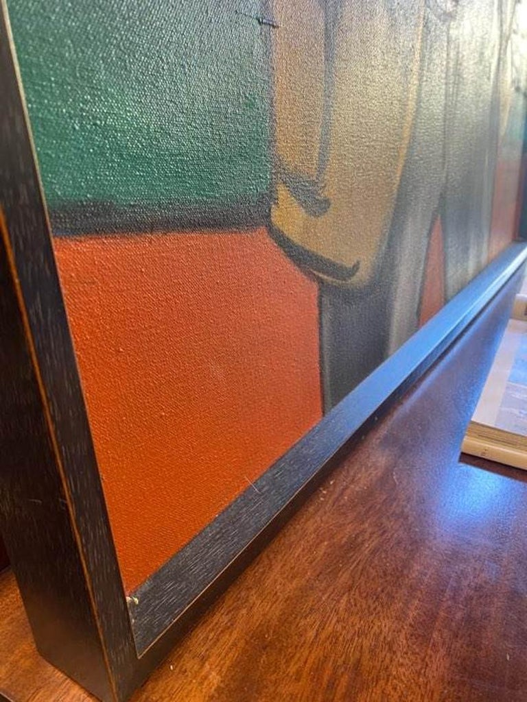 Large Acrylic on Canvas Painting of Man in Yellow Jacket by Louis Briel ...