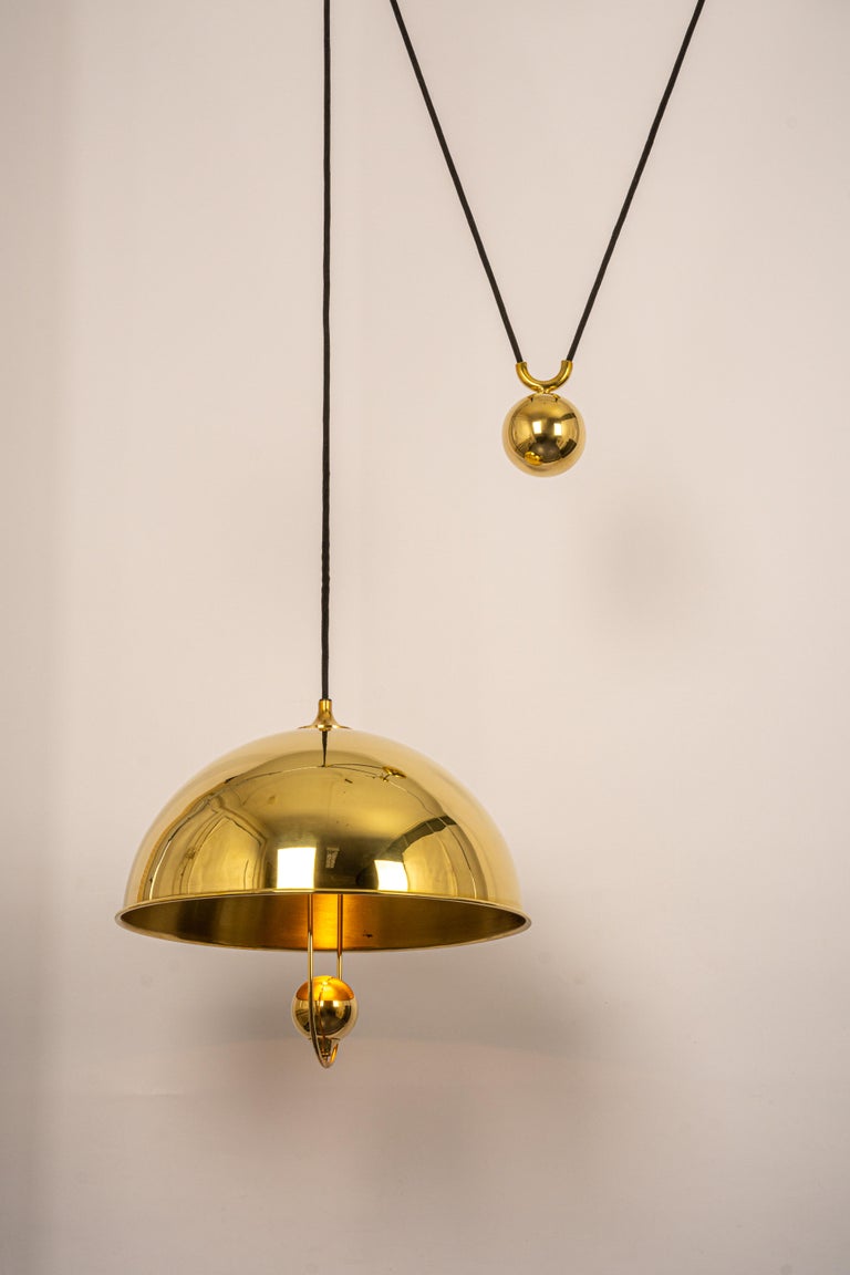 Large Adjustable Brass Counterweight Pendant Light by Florian Schulz ...
