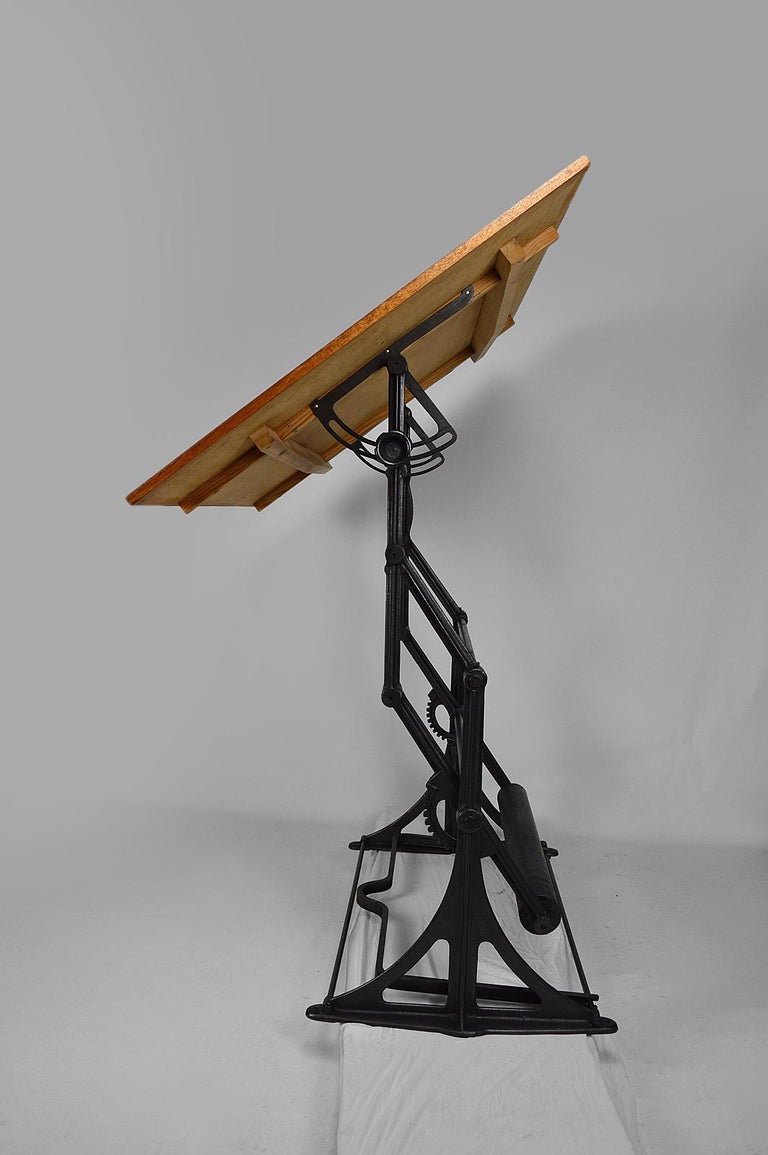 Large Adjustable Industrial Drafting / Architect Table, France, circa ...