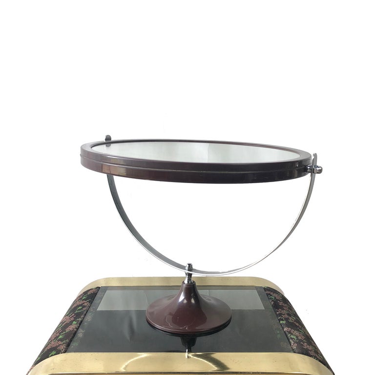 Large Adjustable Table Mirror Mid-Century Modern, Brown Plastic and ...