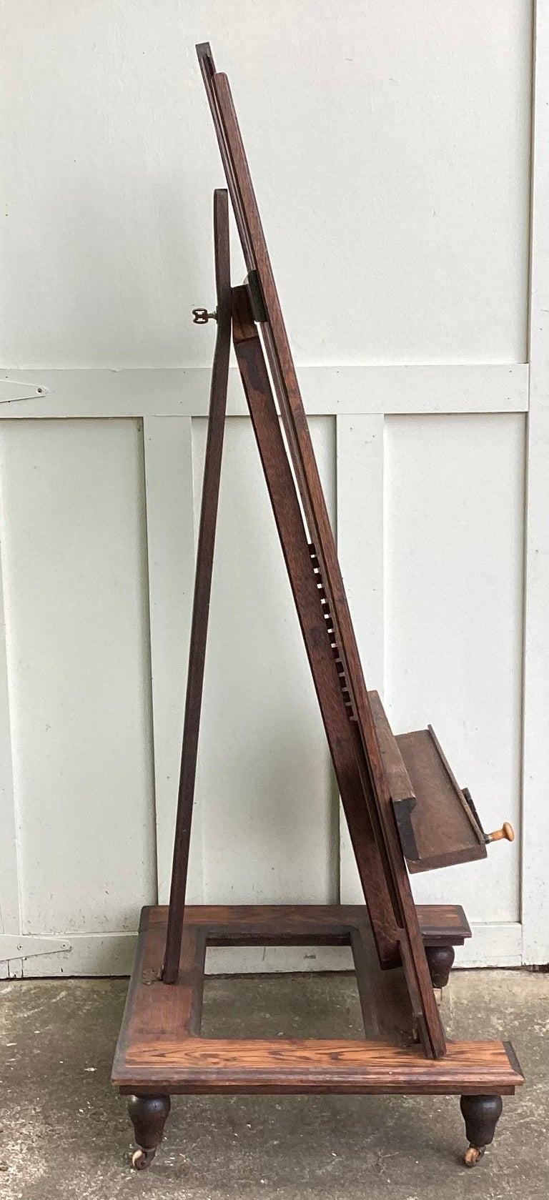 Large Adjustable Victorian Oak Easel For Sale at 1stDibs