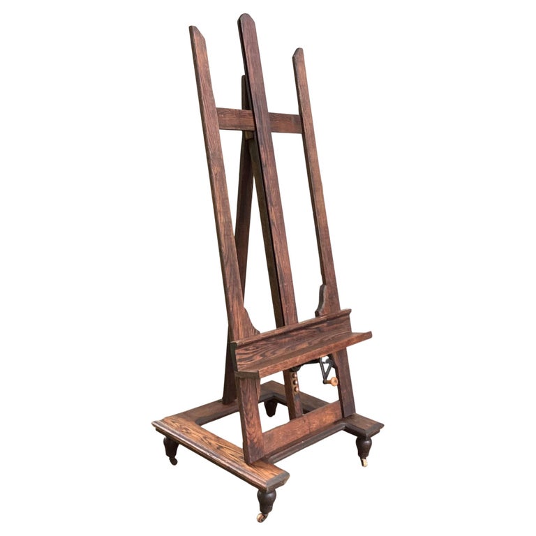 Large Adjustable Victorian Oak Easel For Sale at 1stDibs