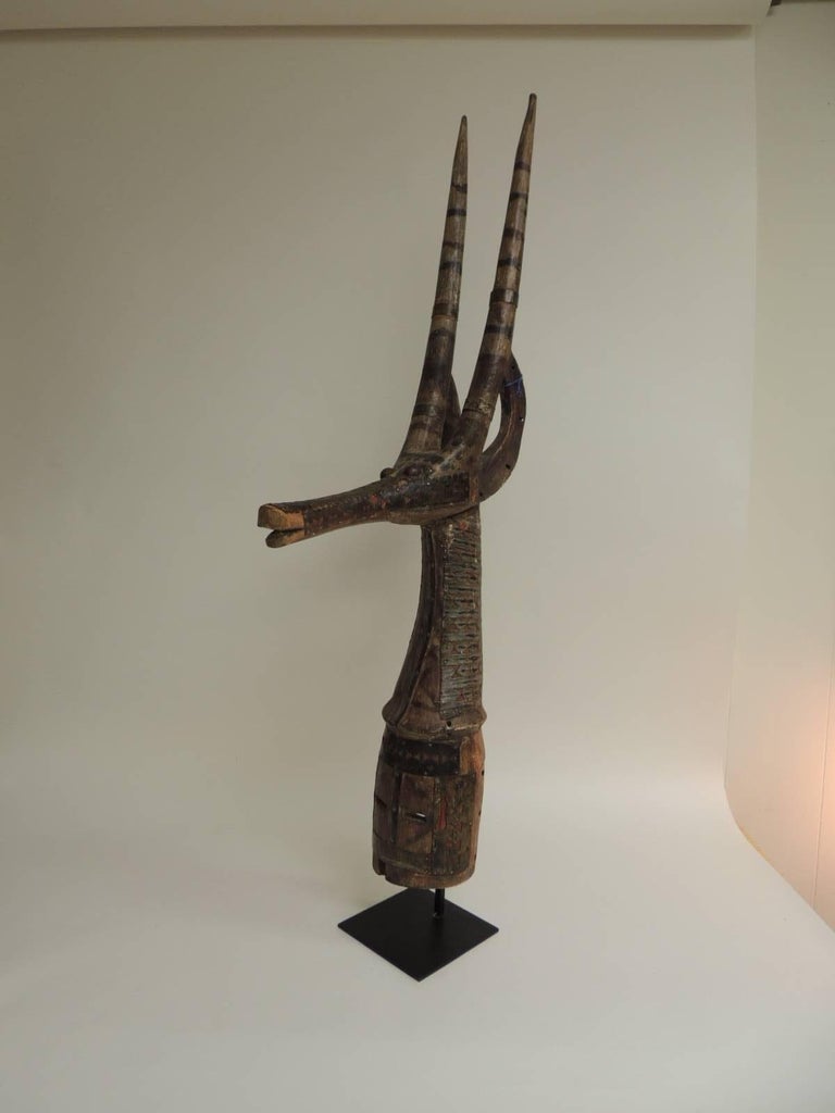 Large African Bobo or Bwa Antelope Tribal Sculpture on Stand at 1stDibs