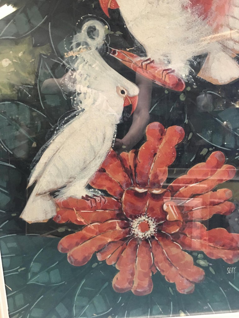 Post-War Billy Seay "Lovers" Cockatoo Art Print for Turner, Framed For ...