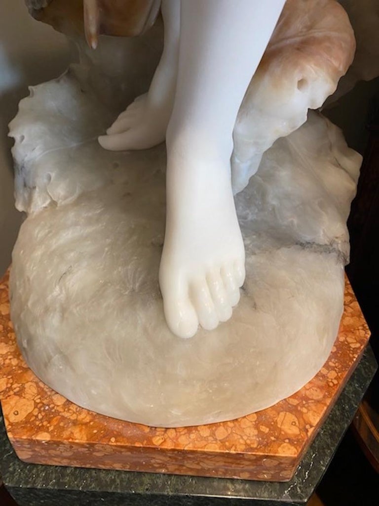 Large Alabaster Female Figure with Light and Pedestal by Giuseppe ...