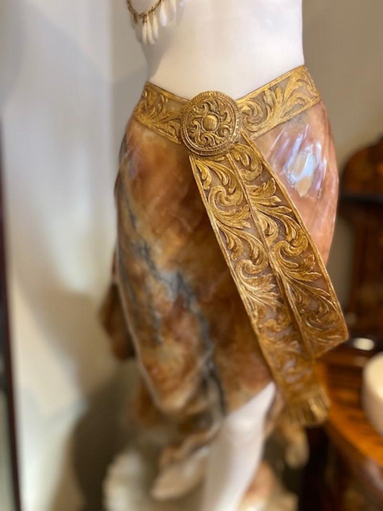 Large Alabaster Female Figure with Light and Pedestal by Giuseppe ...