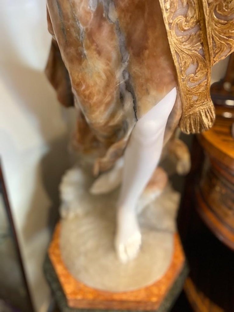 Large Alabaster Female Figure with Light and Pedestal by Giuseppe ...