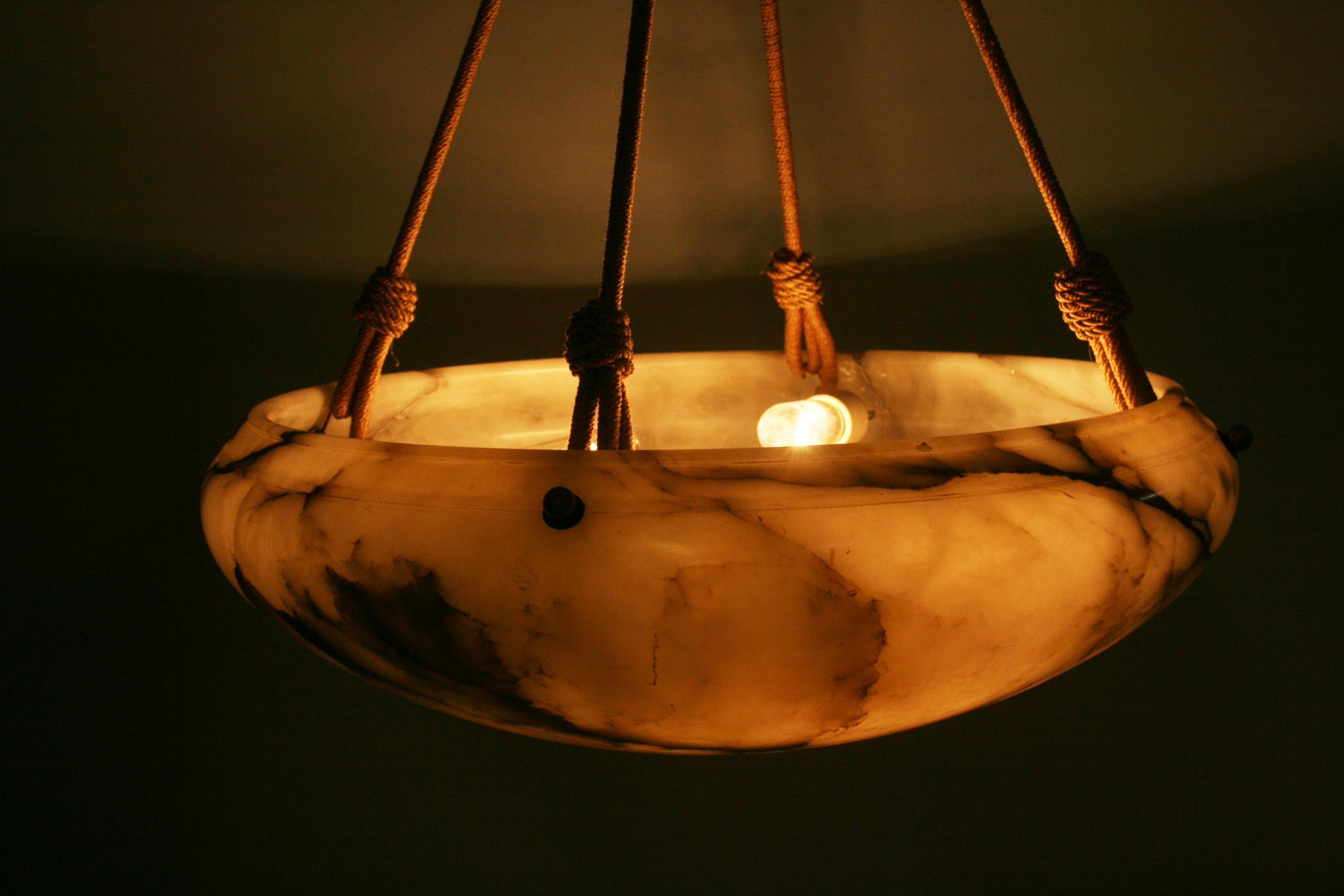 Large Alabaster Pendant 1920's For Sale at 1stDibs