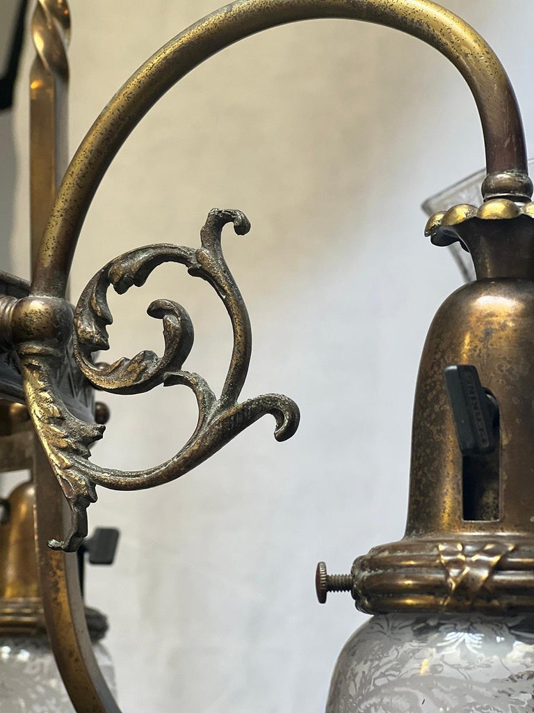 Large, Amazing, Converted Gas to Electric Brass Chandelier For Sale at ...