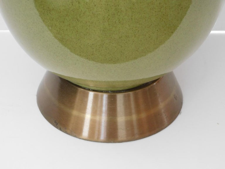 Large American 1960s Apple-Green Glazed Ceramic Ovoid-Form Lamp at 1stDibs