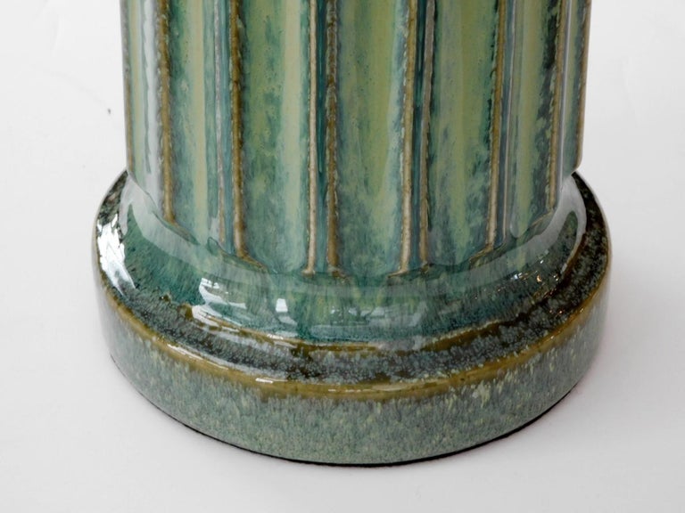 Large American 1960s Apple-Green Glazed Ceramic Ovoid-Form Lamp at 1stDibs