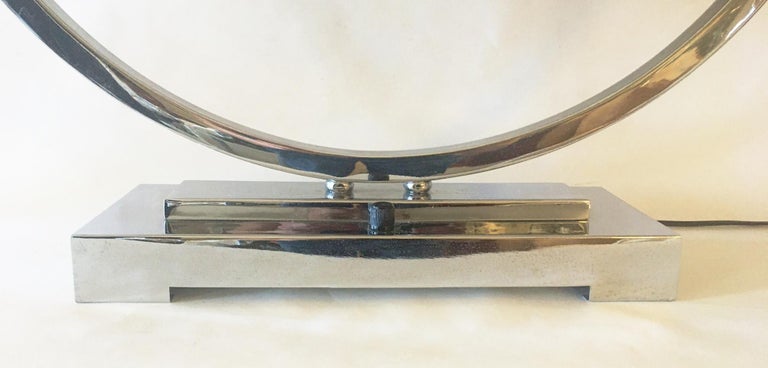 Large American Art Deco Revival Chrome Twin Console Lamp with Ribbon ...