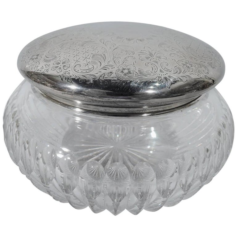 Large American Edwardian Sterling Silver and Cut-Glass Vanity Jar at ...
