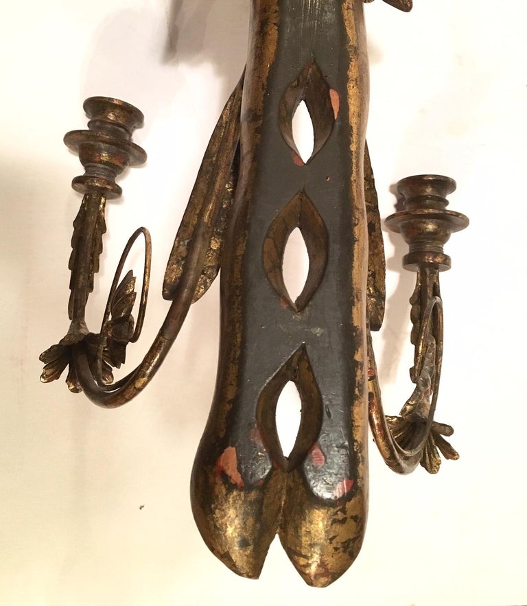 Large American Federal Style Eagle Wood Carved Two-Light Sconce For ...