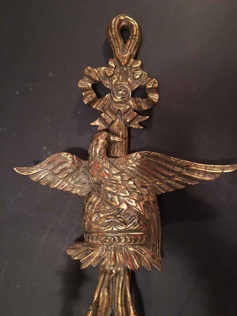 Large American Federal Style Eagle Wood Carved Two-Light Sconce For ...