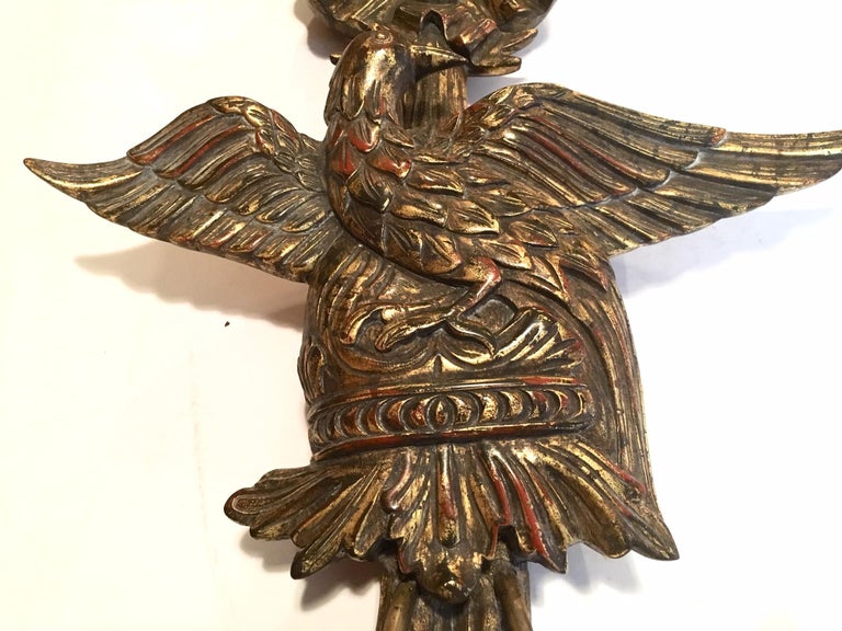 Large American Federal Style Eagle Wood Carved Two-Light Sconce For ...